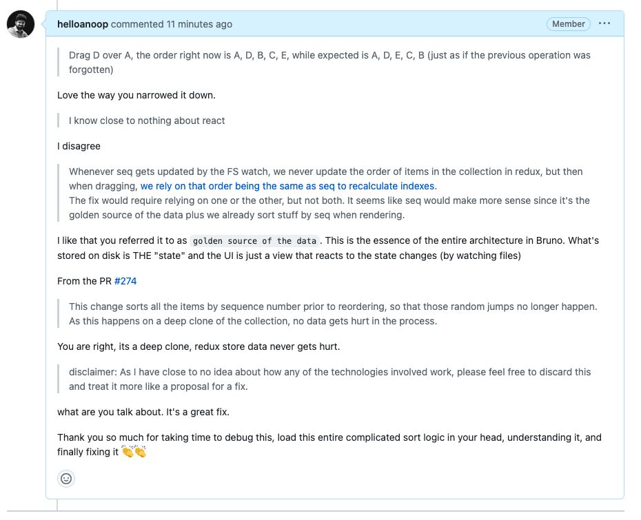 Anoop M D on LinkedIn: Received a PR today to fix sorting in Bruno ... Anoop M D on LinkedIn: Received a PR today to fix sorting in Bruno ...