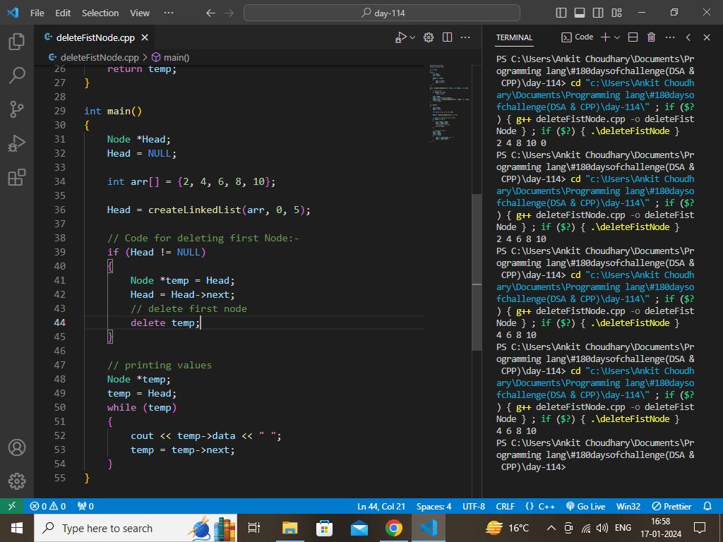 Ankit Choudhary on LinkedIn: #180daysofcode #cpp #dsa #114days #linkedlist Ankit Choudhary on LinkedIn: #180daysofcode #cpp #dsa #114days #linkedlist