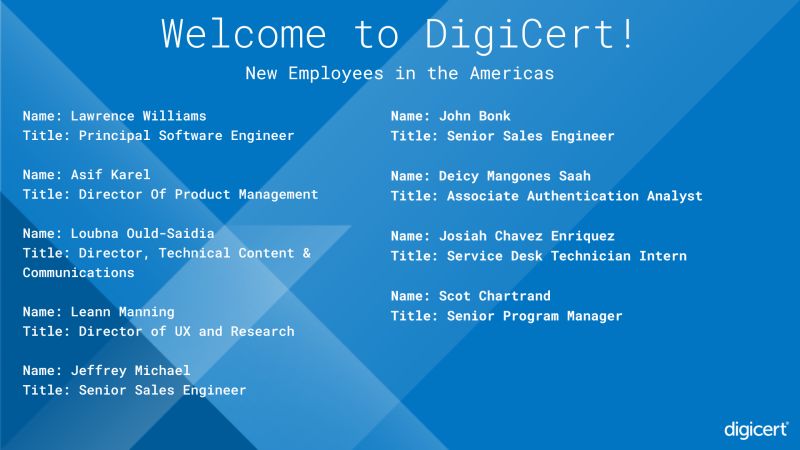 DigiCert on LinkedIn: #welcometotheteam #lifeatdigicert #oneteam # ... DigiCert on LinkedIn: #welcometotheteam #lifeatdigicert #oneteam # ...