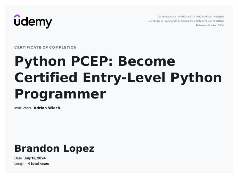 Brandon Lopez on LinkedIn: #python #pythonprogramming #learning Brandon Lopez on LinkedIn: #python #pythonprogramming #learning