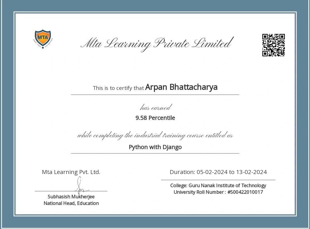 Arpan Bhattacharya on LinkedIn: #python #django #newskills Arpan Bhattacharya on LinkedIn: #python #django #newskills