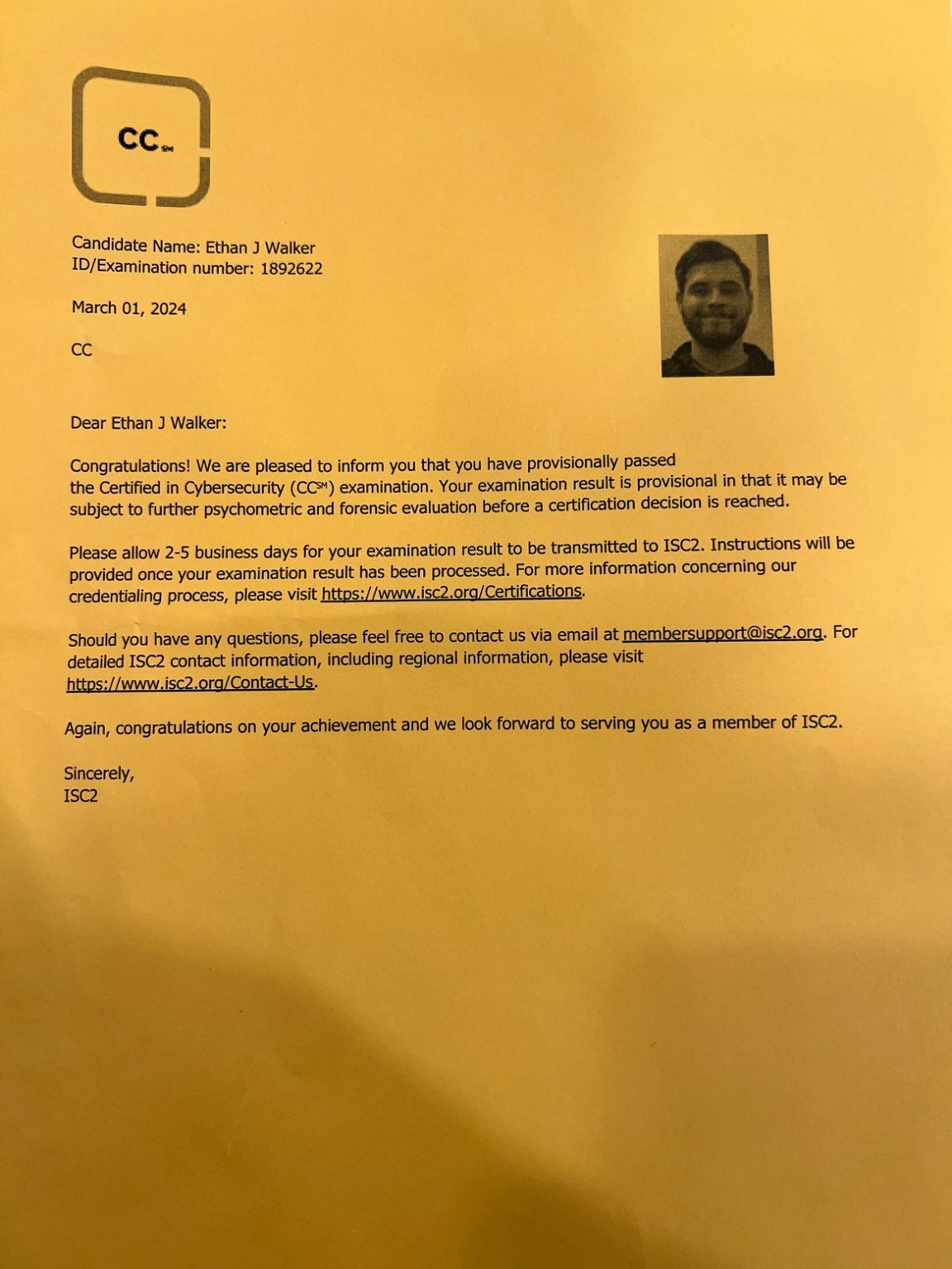 Ethan Walker on LinkedIn: Today I took my ISC2 Certfied in ... Ethan Walker on LinkedIn: Today I took my ISC2 Certfied in ...
