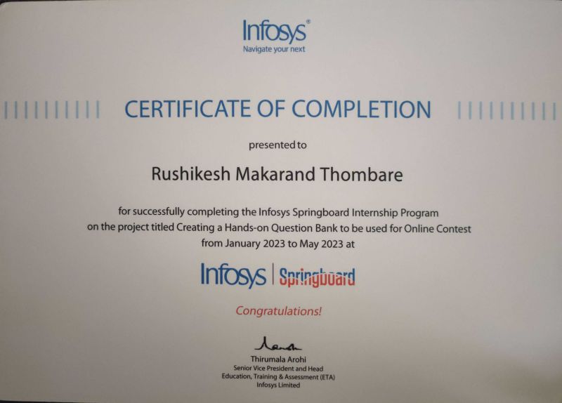 Rushikesh Thombare on LinkedIn: #internship #infosysspringboard # ... Rushikesh Thombare on LinkedIn: #internship #infosysspringboard # ...