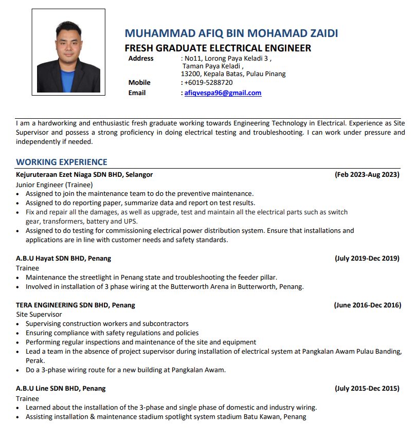 Muhammad Afiq Mohamad Zaidi on LinkedIn: #opentowork Muhammad Afiq Mohamad Zaidi on LinkedIn: #opentowork