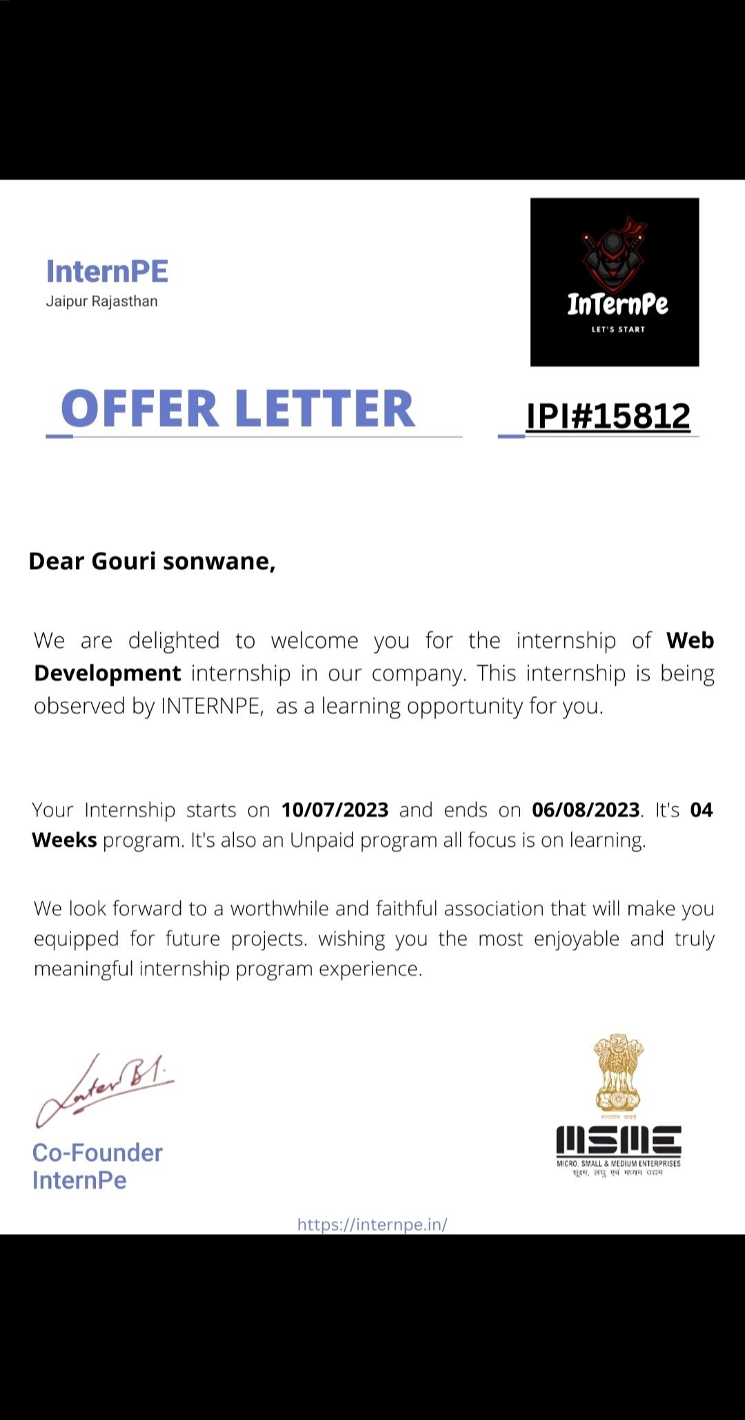 Gouri sonwane on LinkedIn: #internship #webdeveloper #internpe # ... Gouri sonwane on LinkedIn: #internship #webdeveloper #internpe # ...