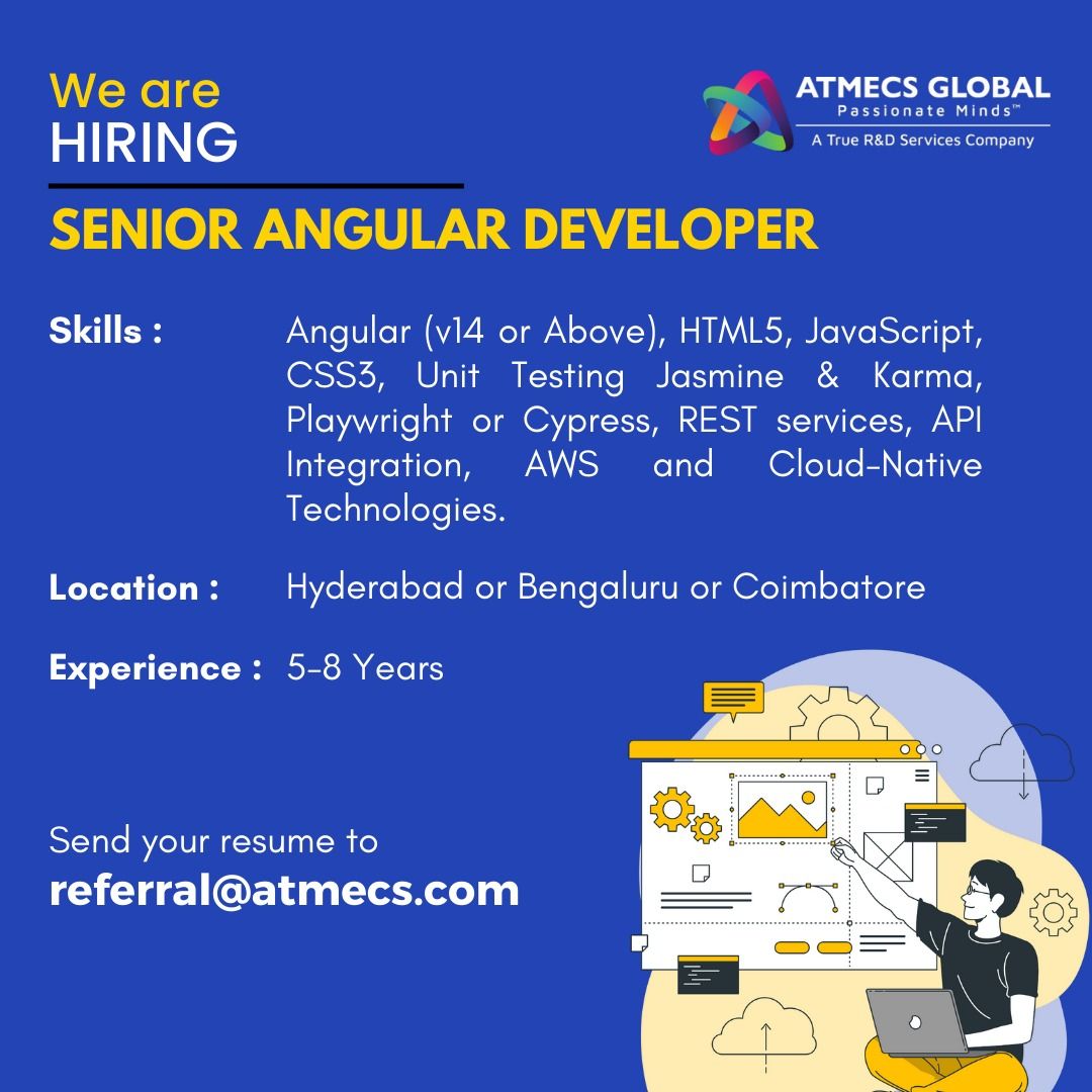 ATMECS Global Inc on LinkedIn: #angular #angulardeveloper #cypress #aws ... ATMECS Global Inc on LinkedIn: #angular #angulardeveloper #cypress #aws ...