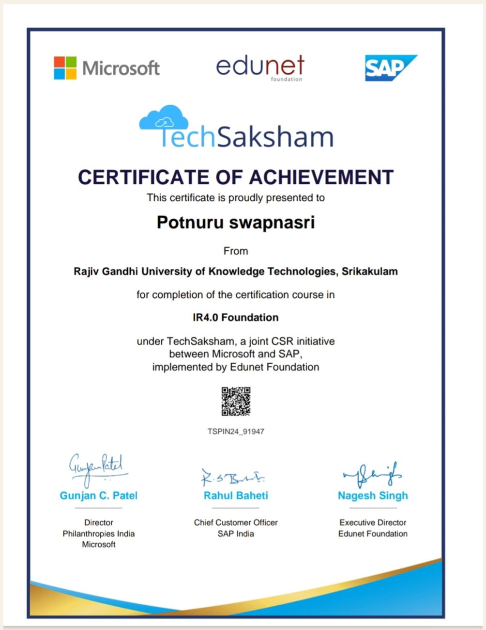 Swapnasri Potnuru on LinkedIn: #edunetfuloundation #techsaksham #ir4 # ... Swapnasri Potnuru on LinkedIn: #edunetfuloundation #techsaksham #ir4 # ...