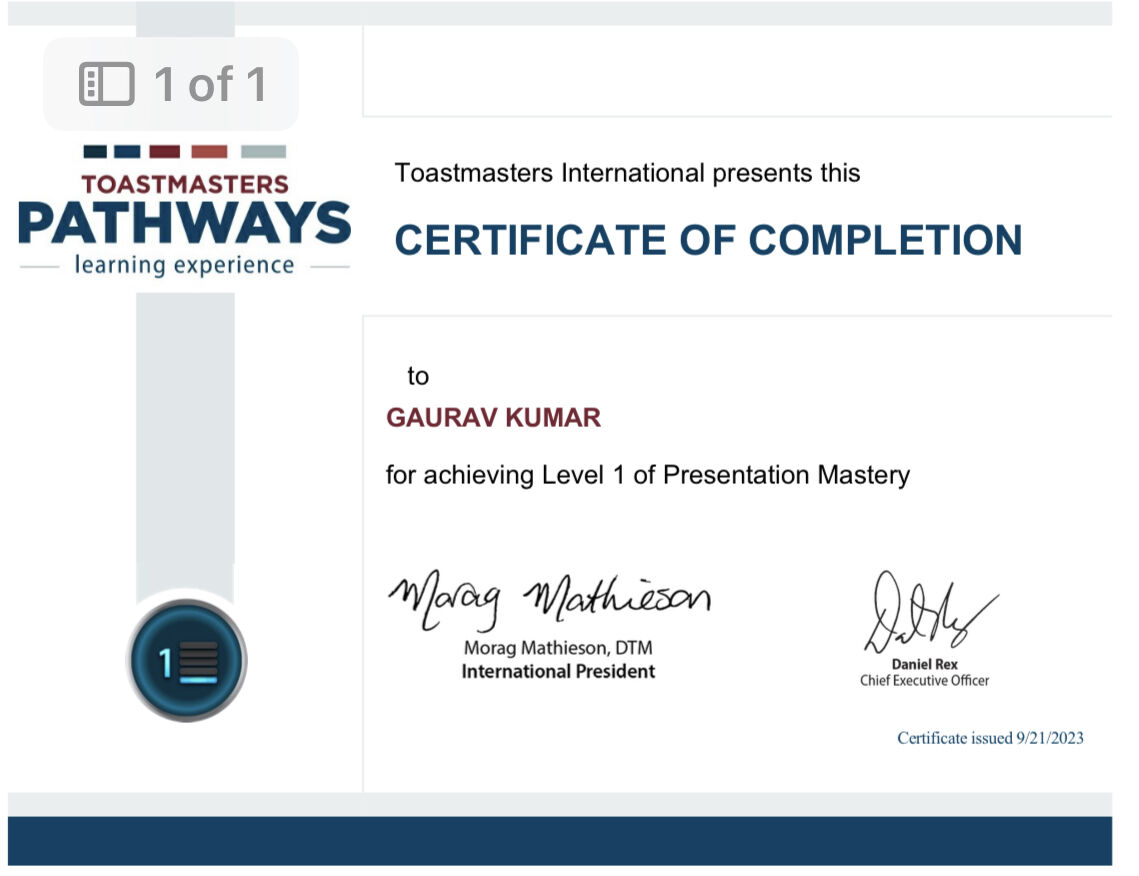 Gaurav Kumar on LinkedIn: #toastmasters #pathways #presentationmastery ... Gaurav Kumar on LinkedIn: #toastmasters #pathways #presentationmastery ...