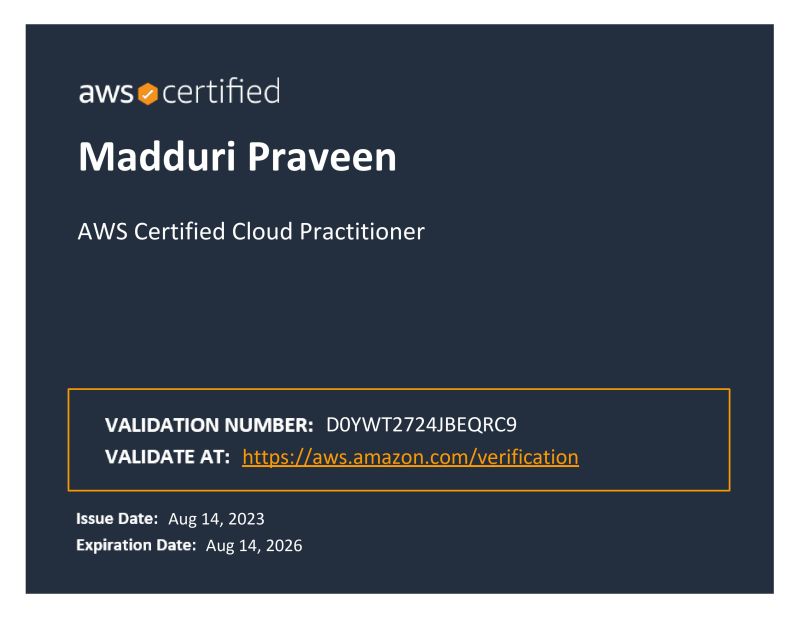 Praveen Madduri on LinkedIn: #certification #aws #cloudcomputing # ... Praveen Madduri on LinkedIn: #certification #aws #cloudcomputing # ...