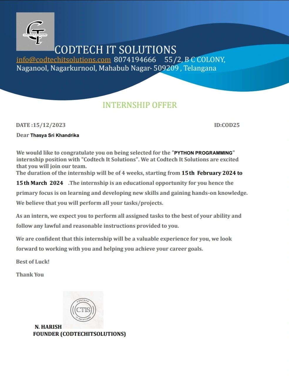 Thasya Sri Khandrika on LinkedIn: #pythonprogramming #internship # ... Thasya Sri Khandrika on LinkedIn: #pythonprogramming #internship # ...