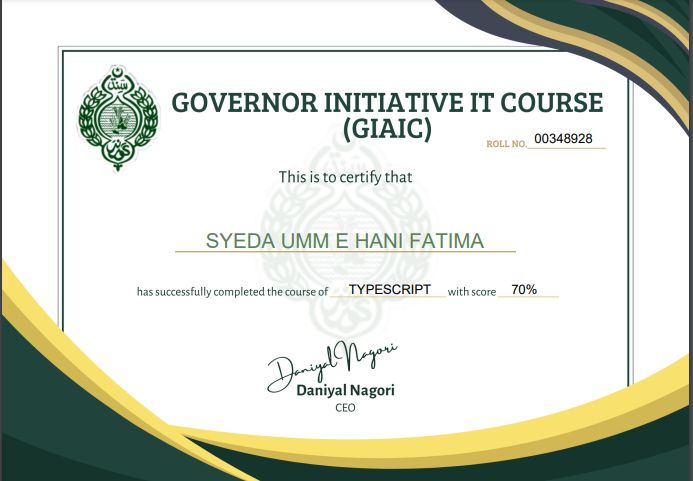 Syeda Umm E Hani Fatima on LinkedIn: excited to announce that I have ... Syeda Umm E Hani Fatima on LinkedIn: excited to announce that I have ...