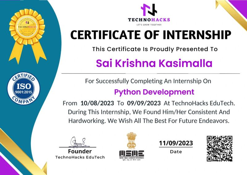 SAI KRISHNA KASIMALLA on LinkedIn: #technohacksedutech # ... SAI KRISHNA KASIMALLA on LinkedIn: #technohacksedutech # ...