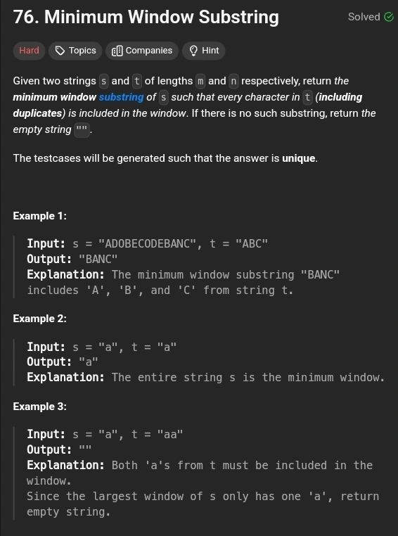 Hao Lam on LinkedIn: Random Leetcode Series Problem #76 - Minimum Window… Hao Lam on LinkedIn: Random Leetcode Series Problem #76 - Minimum Window…