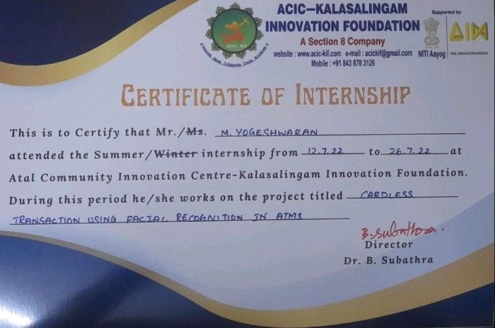 YOGESHWARAN MUNIYANDI on LinkedIn: #internship YOGESHWARAN MUNIYANDI on LinkedIn: #internship