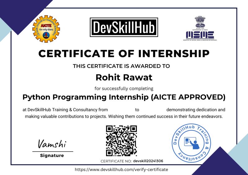 Rohit Rawat on LinkedIn: #python #internship #aicte #programming # ... Rohit Rawat on LinkedIn: #python #internship #aicte #programming # ...