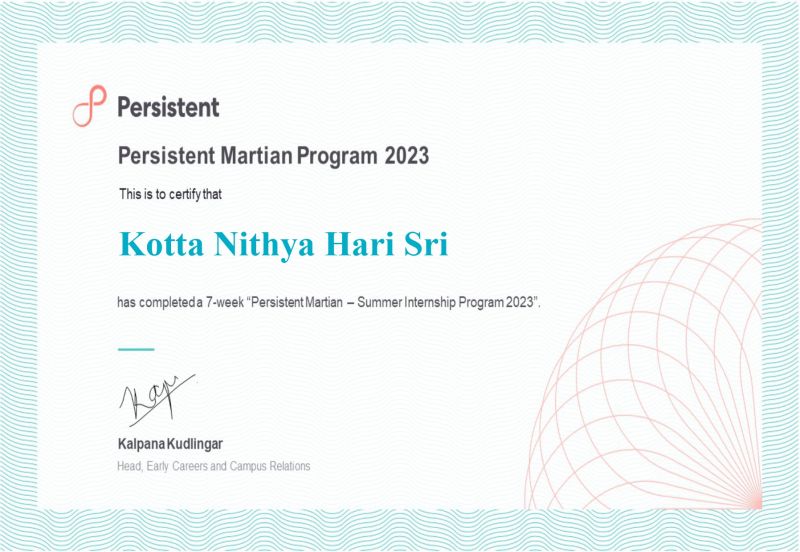 Nithya Kotha on LinkedIn: #internship #persistent #martian Nithya Kotha on LinkedIn: #internship #persistent #martian