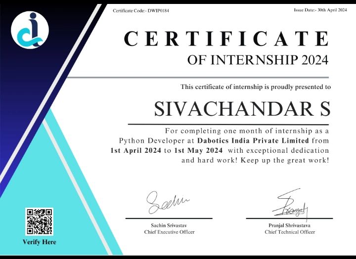 SIVACHANDAR S on LinkedIn: #pythondeveloper #python #dabotics SIVACHANDAR S on LinkedIn: #pythondeveloper #python #dabotics