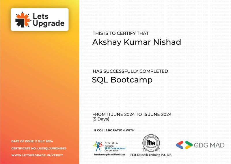 Akshay K. Nishad on LinkedIn: #letsupgrade #certification #bootcamp # ... Akshay K. Nishad on LinkedIn: #letsupgrade #certification #bootcamp # ...