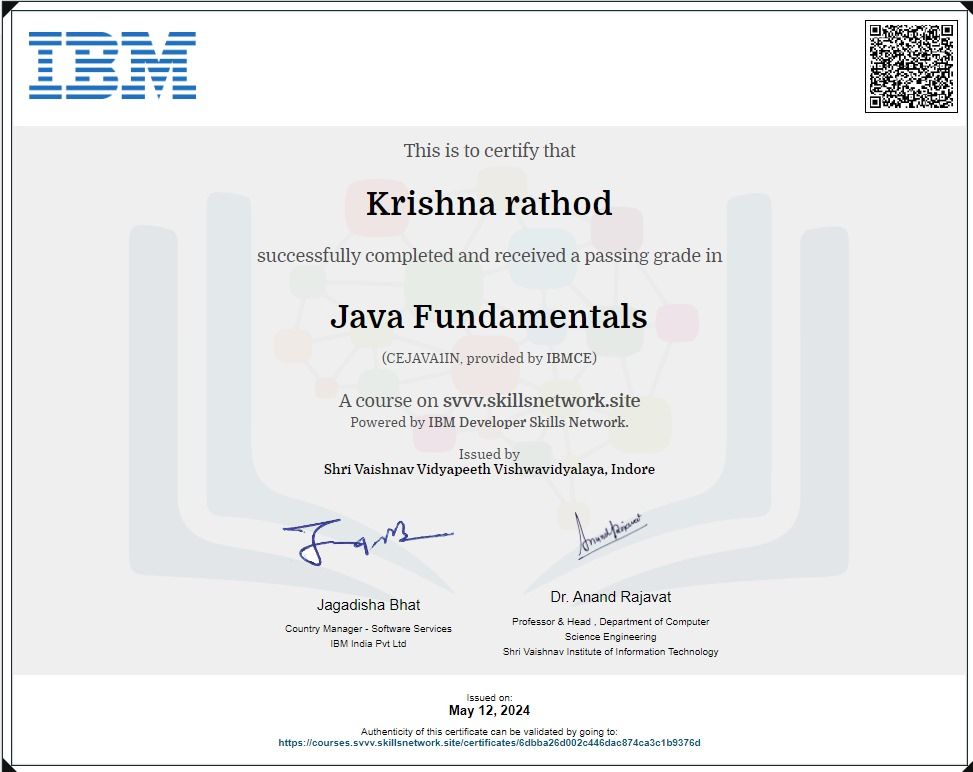 Krishna Rathod on LinkedIn: #ibm #java #programming #careerdevelopment Krishna Rathod on LinkedIn: #ibm #java #programming #careerdevelopment