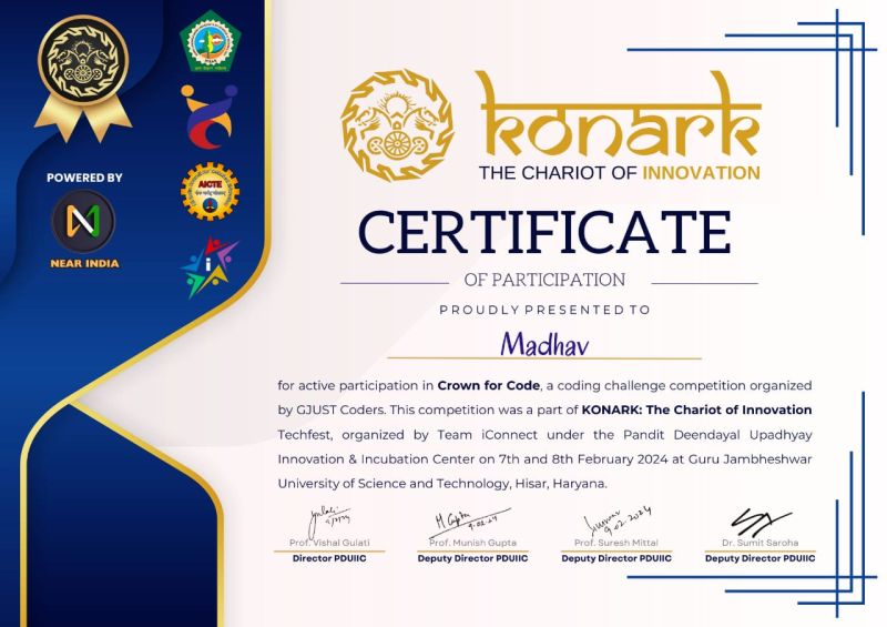 Madhav Sharma on LinkedIn: #coding #techfest #konark #crownforcode #dsa Madhav Sharma on LinkedIn: #coding #techfest #konark #crownforcode #dsa