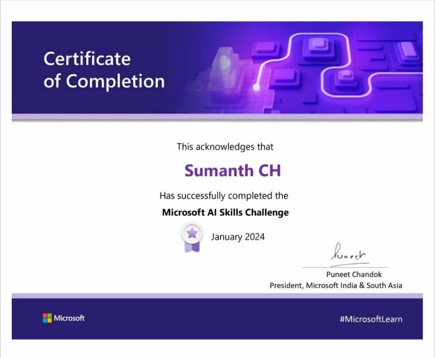 Sumanth C H on LinkedIn: I am glad to share my certification obtained ... Sumanth C H on LinkedIn: I am glad to share my certification obtained ...