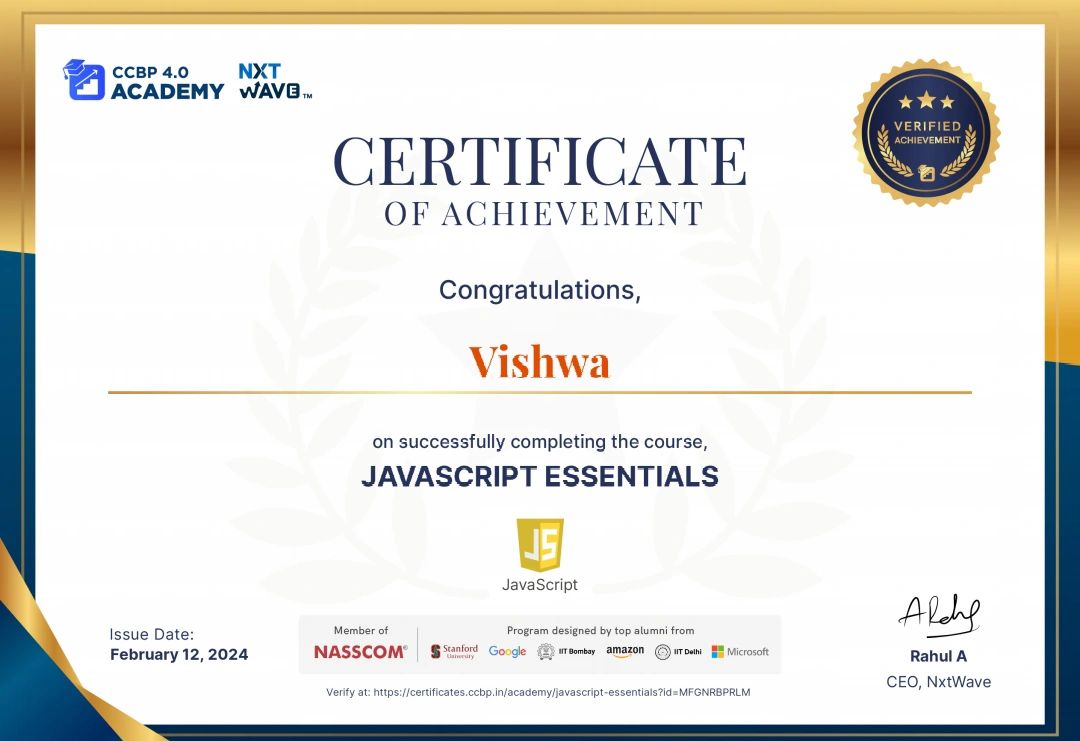 vishwa Jaganathan on LinkedIn: #javascript #codingjourney #nxtwave vishwa Jaganathan on LinkedIn: #javascript #codingjourney #nxtwave