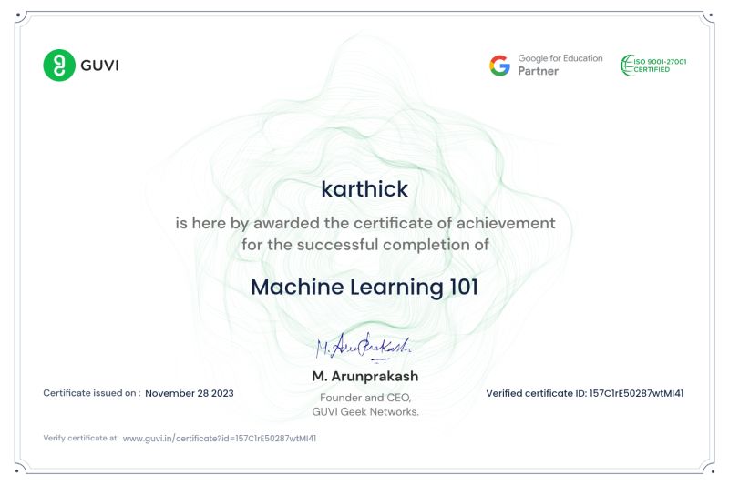 Karthick G on LinkedIn: #machinelearning #guvi #onlinelearning # ... Karthick G on LinkedIn: #machinelearning #guvi #onlinelearning # ...