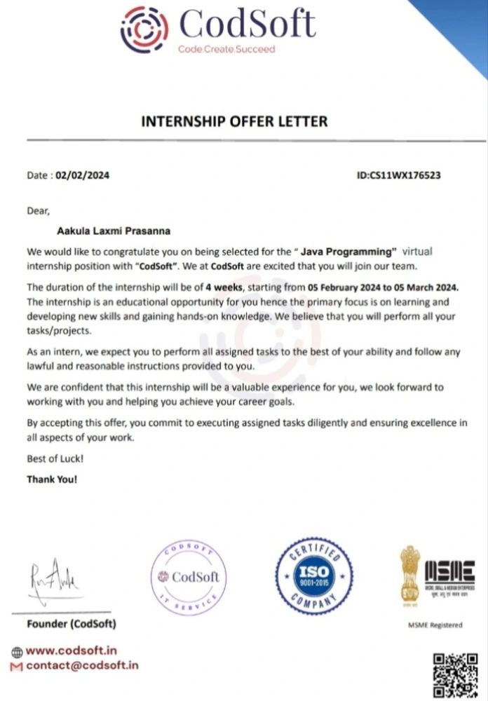 Aakula Laxmi Prasanna on LinkedIn: #codsoft #codsoft #codsoftinternship ... Aakula Laxmi Prasanna on LinkedIn: #codsoft #codsoft #codsoftinternship ...