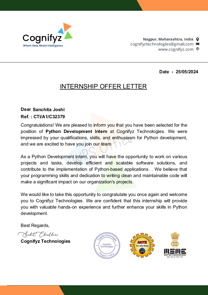 Sanchita Joshi on LinkedIn: #cognifiztechnologies #python Sanchita Joshi on LinkedIn: #cognifiztechnologies #python