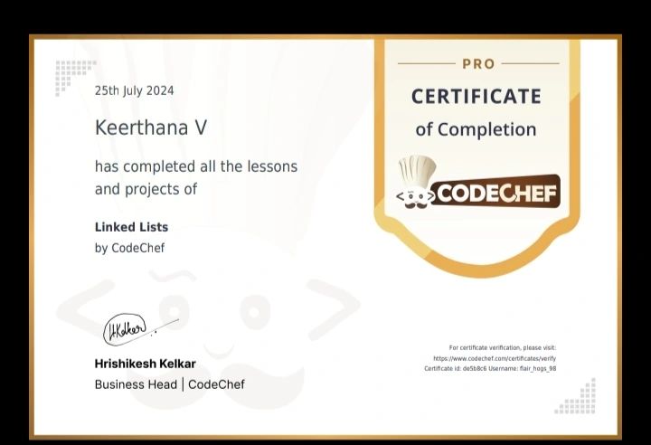 Keerthana V on LinkedIn: #linkedlist #codechef #programming # ... Keerthana V on LinkedIn: #linkedlist #codechef #programming # ...