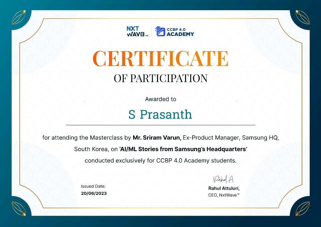 PRASANTH S on LinkedIn: #nxtwaveccbp PRASANTH S on LinkedIn: #nxtwaveccbp