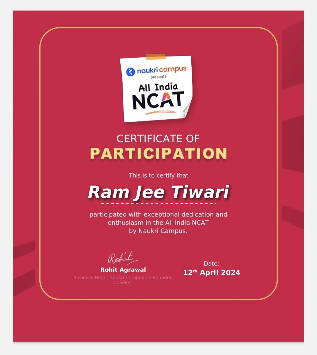 Ram jee Tiwari on LinkedIn: #ncat #naukari #axis Ram jee Tiwari on LinkedIn: #ncat #naukari #axis