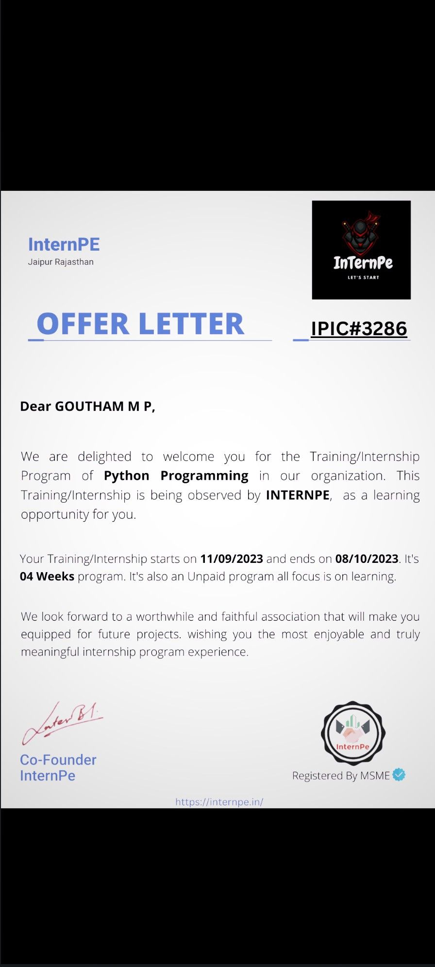 Goutham MP on LinkedIn: #internpe Goutham MP on LinkedIn: #internpe