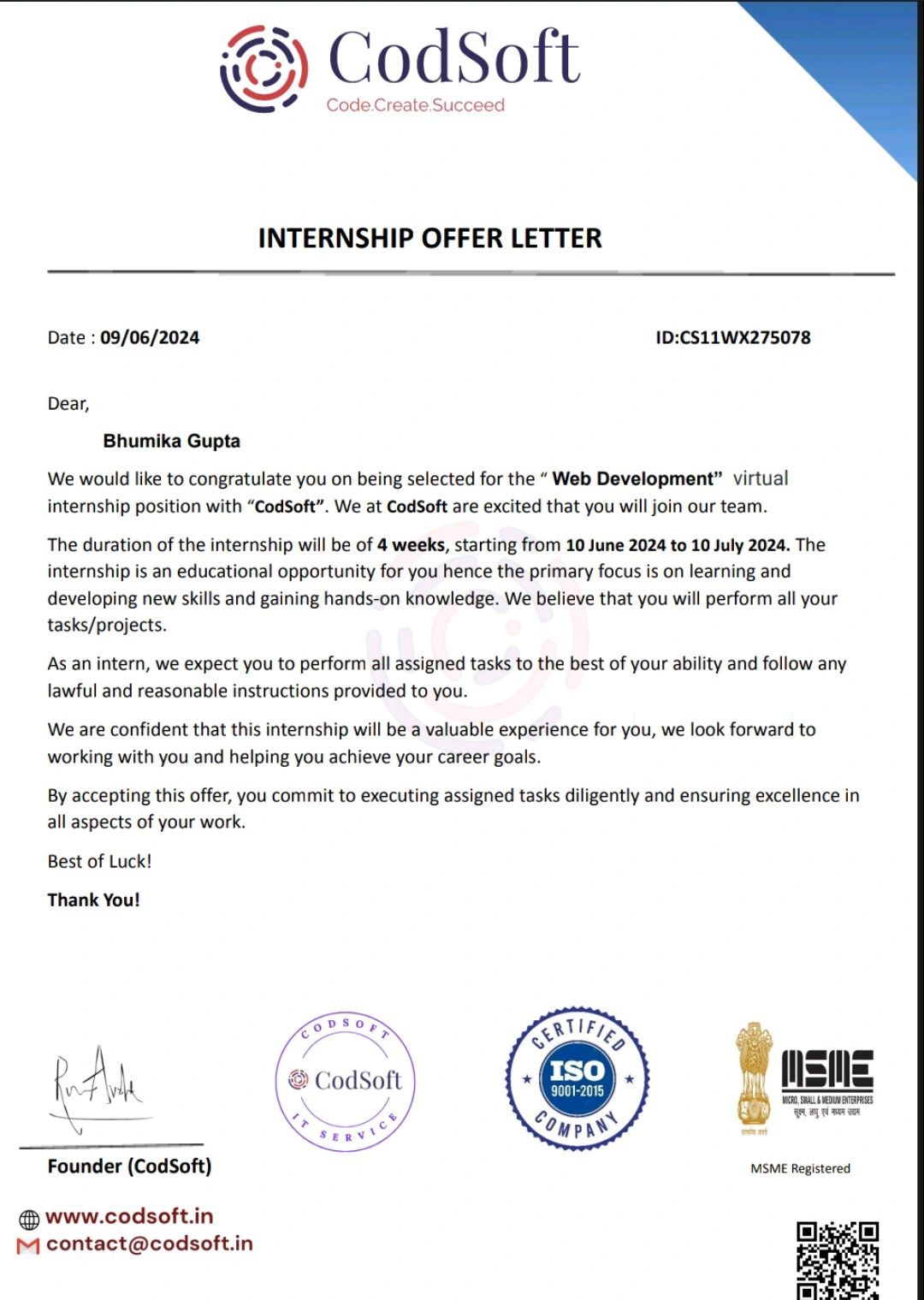 Bhumika Gupta on LinkedIn: #internship #webdevelopment #codsoft Bhumika Gupta on LinkedIn: #internship #webdevelopment #codsoft