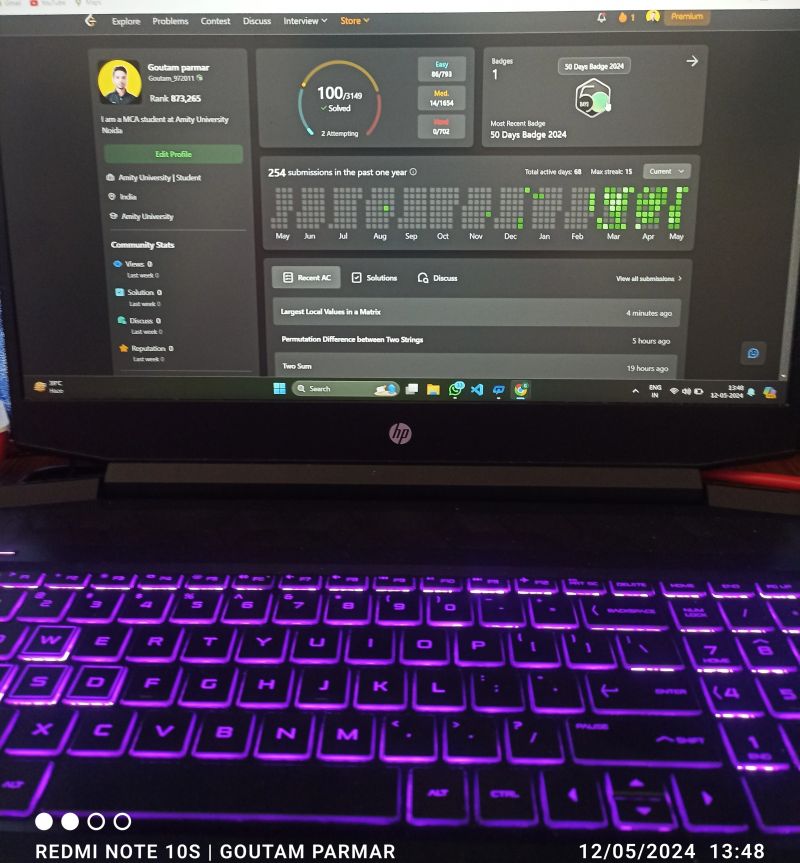 Met 100 LeetCode DSA questions in a day! | Goutam Parmar posted on the ... Met 100 LeetCode DSA questions in a day! | Goutam Parmar posted on the ...