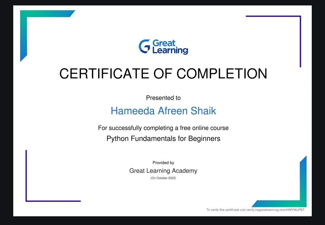 hameeda Afreen shaik on LinkedIn: #greatlearning #python #programming # ... hameeda Afreen shaik on LinkedIn: #greatlearning #python #programming # ...