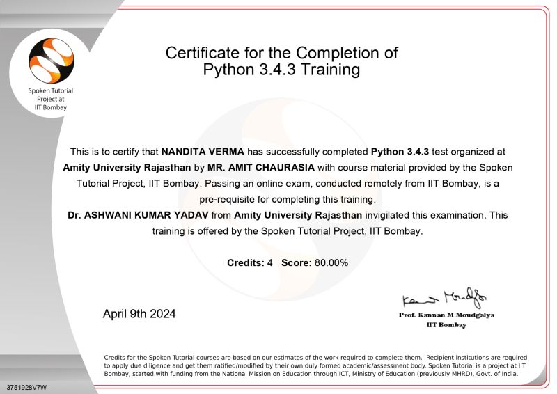 Nandita Verma on LinkedIn: #python #pythonprogramming #achievement # ... Nandita Verma on LinkedIn: #python #pythonprogramming #achievement # ...