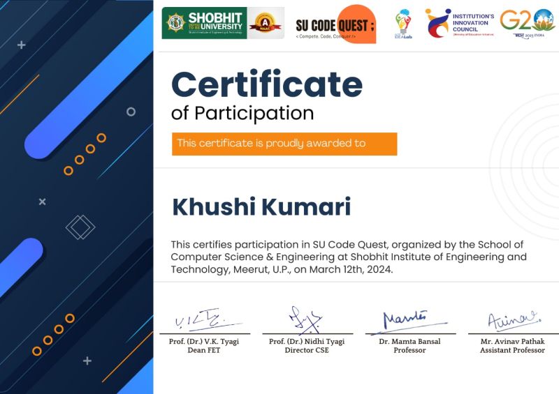Khushi Kumari on LinkedIn: #shobhituniversity #codingchallenges #coding ... Khushi Kumari on LinkedIn: #shobhituniversity #codingchallenges #coding ...