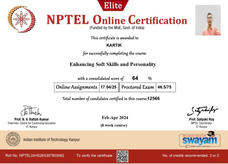 Kartik Sharma on LinkedIn: #nptel Kartik Sharma on LinkedIn: #nptel