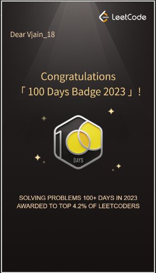 VAIBHAV JAIN on LinkedIn: #leetcode #codingchallenge #100daysofcode VAIBHAV JAIN on LinkedIn: #leetcode #codingchallenge #100daysofcode