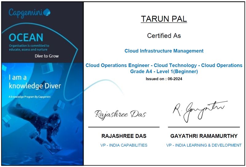 Tarun Pal on LinkedIn: #capgemini #capgeminiindia #cloud #ocean Tarun Pal on LinkedIn: #capgemini #capgeminiindia #cloud #ocean