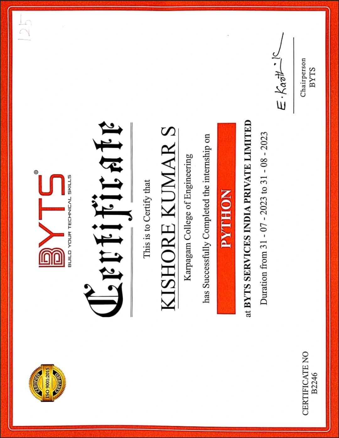 Kishore Kumar on LinkedIn: Hey Connections ! I completed my Python ... Kishore Kumar on LinkedIn: Hey Connections ! I completed my Python ...