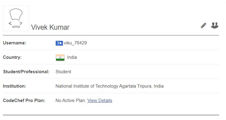 Vivek Kumar on LinkedIn: #cp #codechef #keepcoding Vivek Kumar on LinkedIn: #cp #codechef #keepcoding