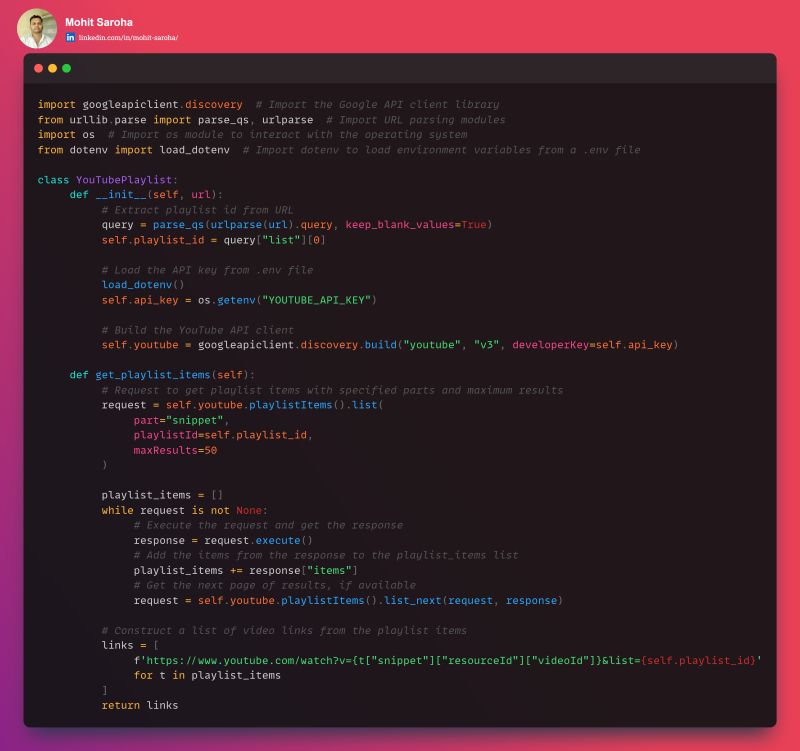 Mohit Saroha on LinkedIn: #python #youtubeapi #coding #programming # ... Mohit Saroha on LinkedIn: #python #youtubeapi #coding #programming # ...