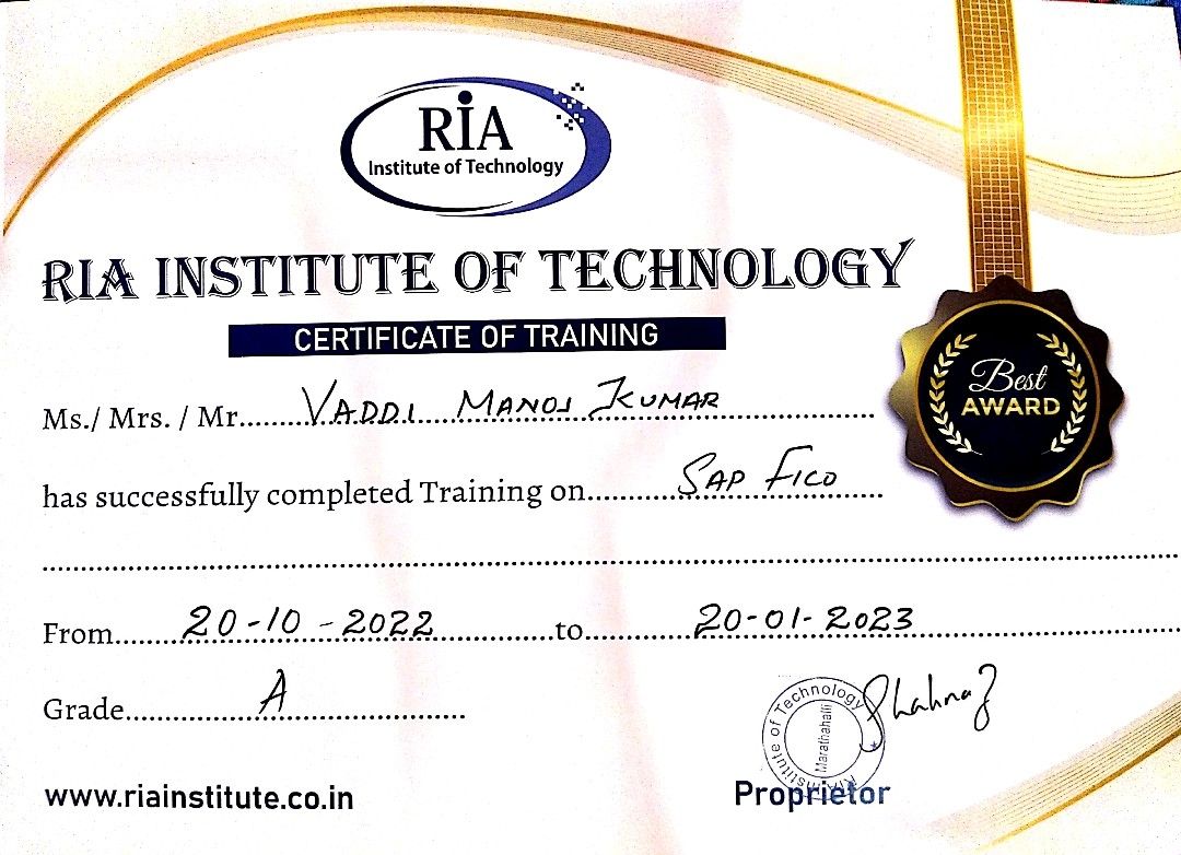 Vaddi Manoj Kumar on LinkedIn: #sap #ria #bangalore Vaddi Manoj Kumar on LinkedIn: #sap #ria #bangalore