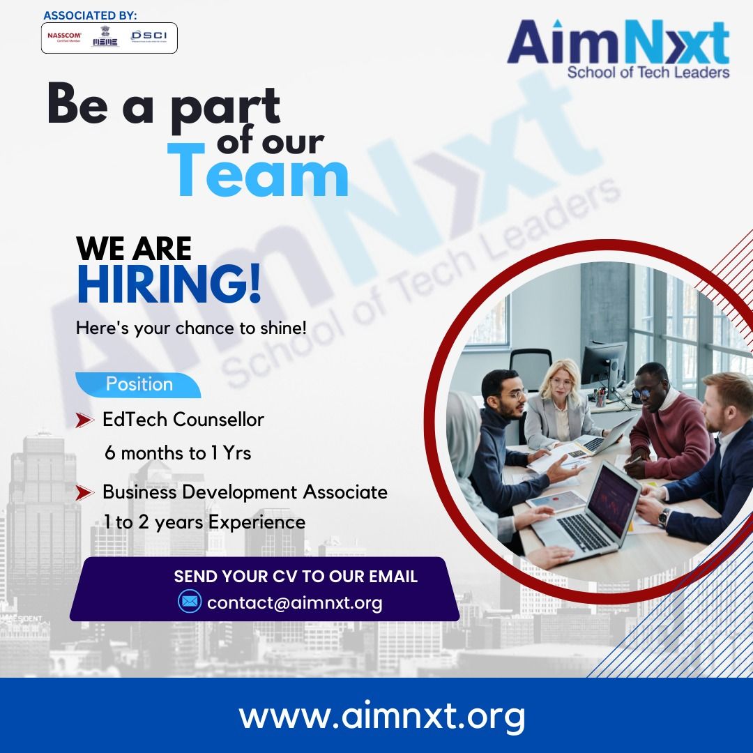 AimNxt EdTech on LinkedIn: Hiring Alerts 📢 📢 AimNxt EdTech - Required ... AimNxt EdTech on LinkedIn: Hiring Alerts 📢 📢 AimNxt EdTech - Required ...