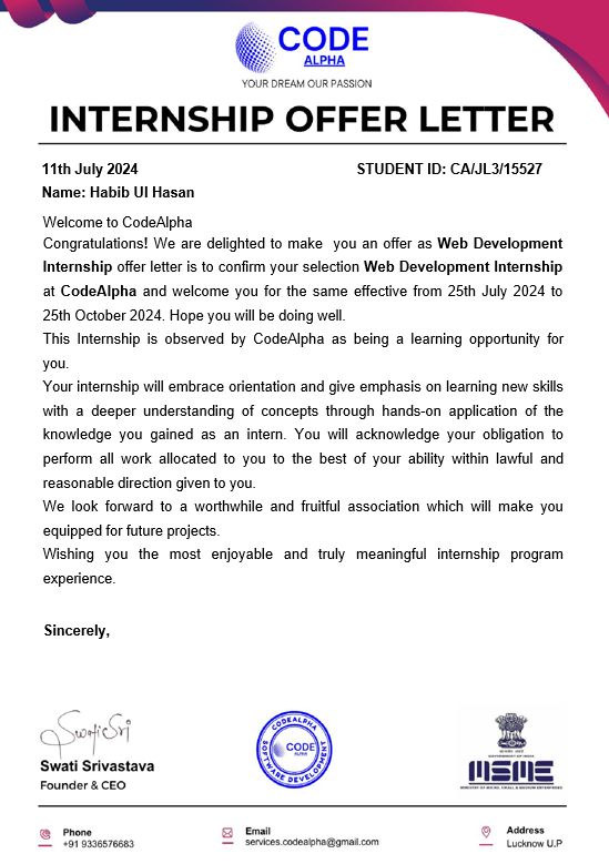Habib Ul Hasan on LinkedIn: #codealpha #internship #webdevelopment Habib Ul Hasan on LinkedIn: #codealpha #internship #webdevelopment