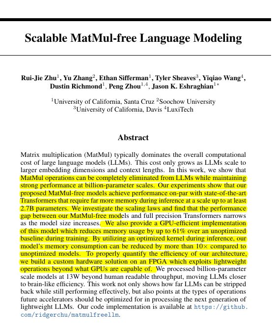 Rohan Paul on LinkedIn: Eliminating matrix multiplication in LLMs ... Rohan Paul on LinkedIn: Eliminating matrix multiplication in LLMs ...
