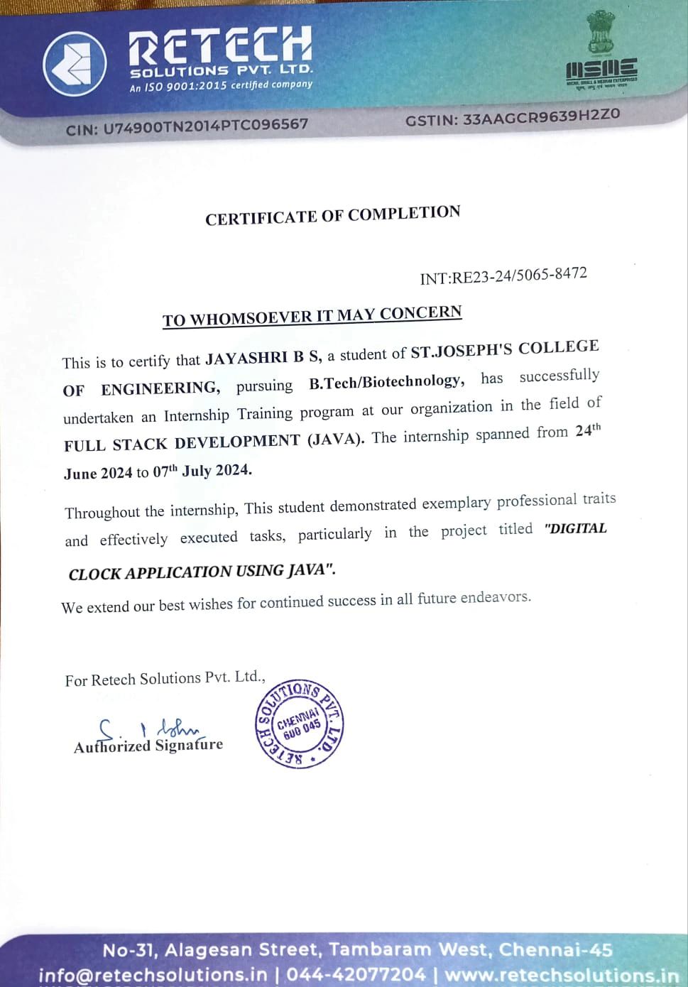 Jayashri B S on LinkedIn: #internship #fullstackdevelopment #java # ... Jayashri B S on LinkedIn: #internship #fullstackdevelopment #java # ...
