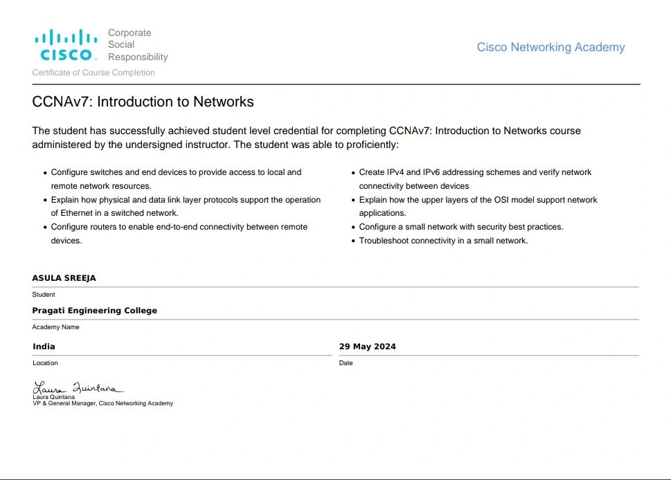 Sreeja Asula on LinkedIn: #networking #cisco #certification Sreeja Asula on LinkedIn: #networking #cisco #certification